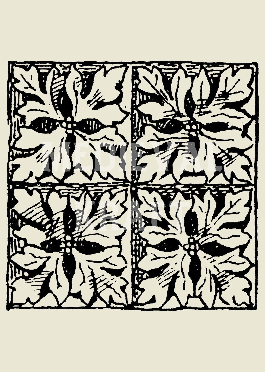 Medieval Leaf Pattern Art, Medieval Pop Art Print, Art Deco Wall Art ...