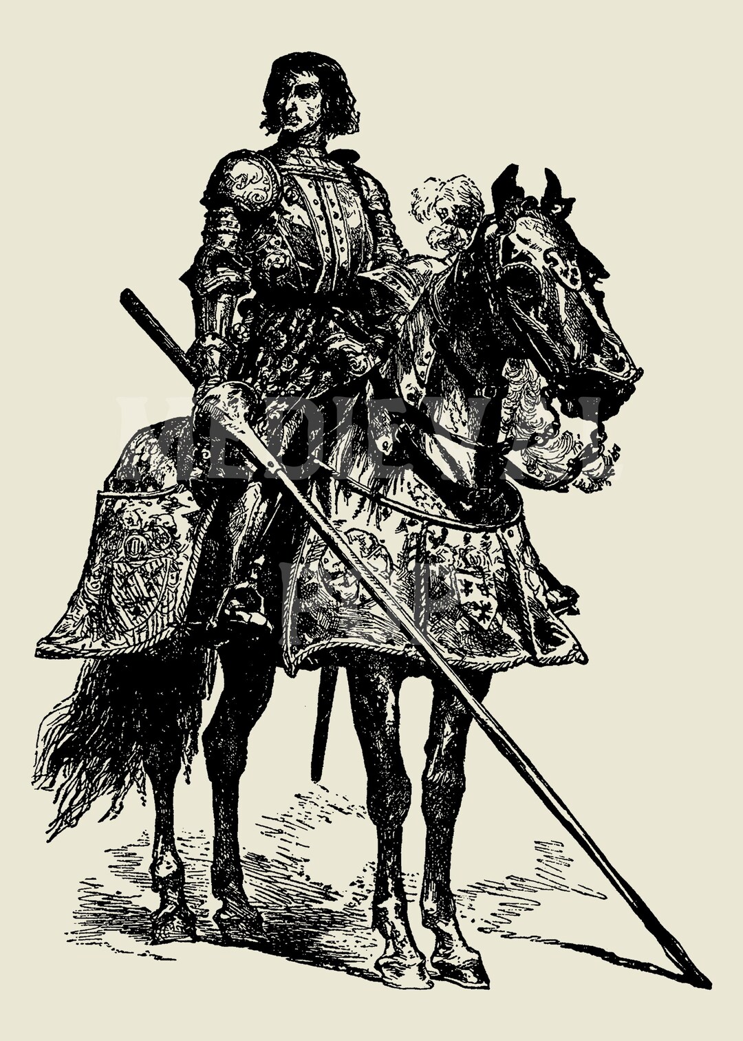 Medieval Mounted Knight Art, Medieval Pop Art Print, Medieval Warrior ...