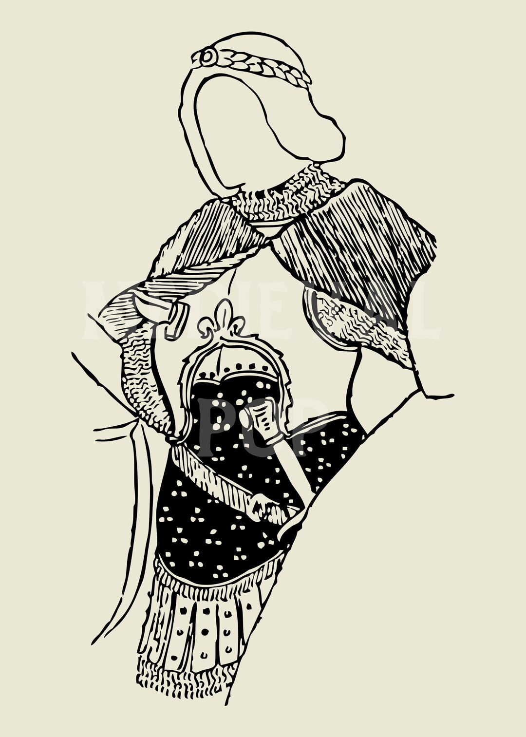 Medieval Faceless King Art, Medieval Pop Art Print, Medieval Aesthetic ...