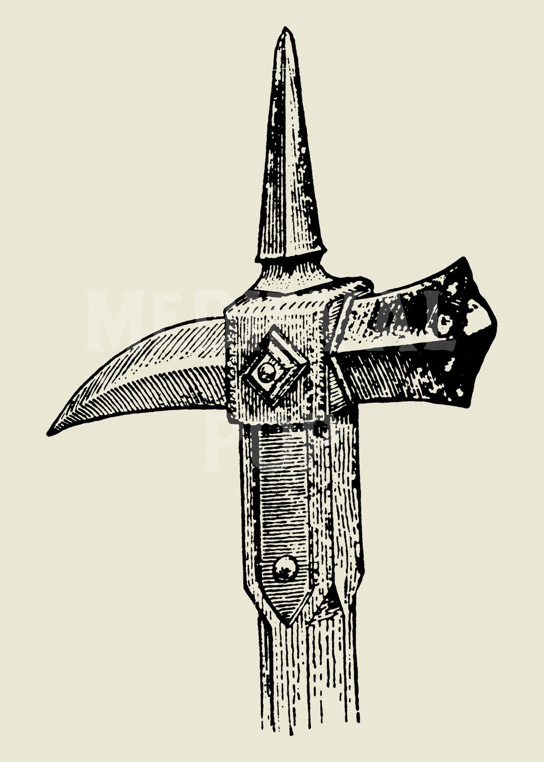 Medieval War Hammer Art, Medieval Pop Art Print, Medieval Battle Weapon ...