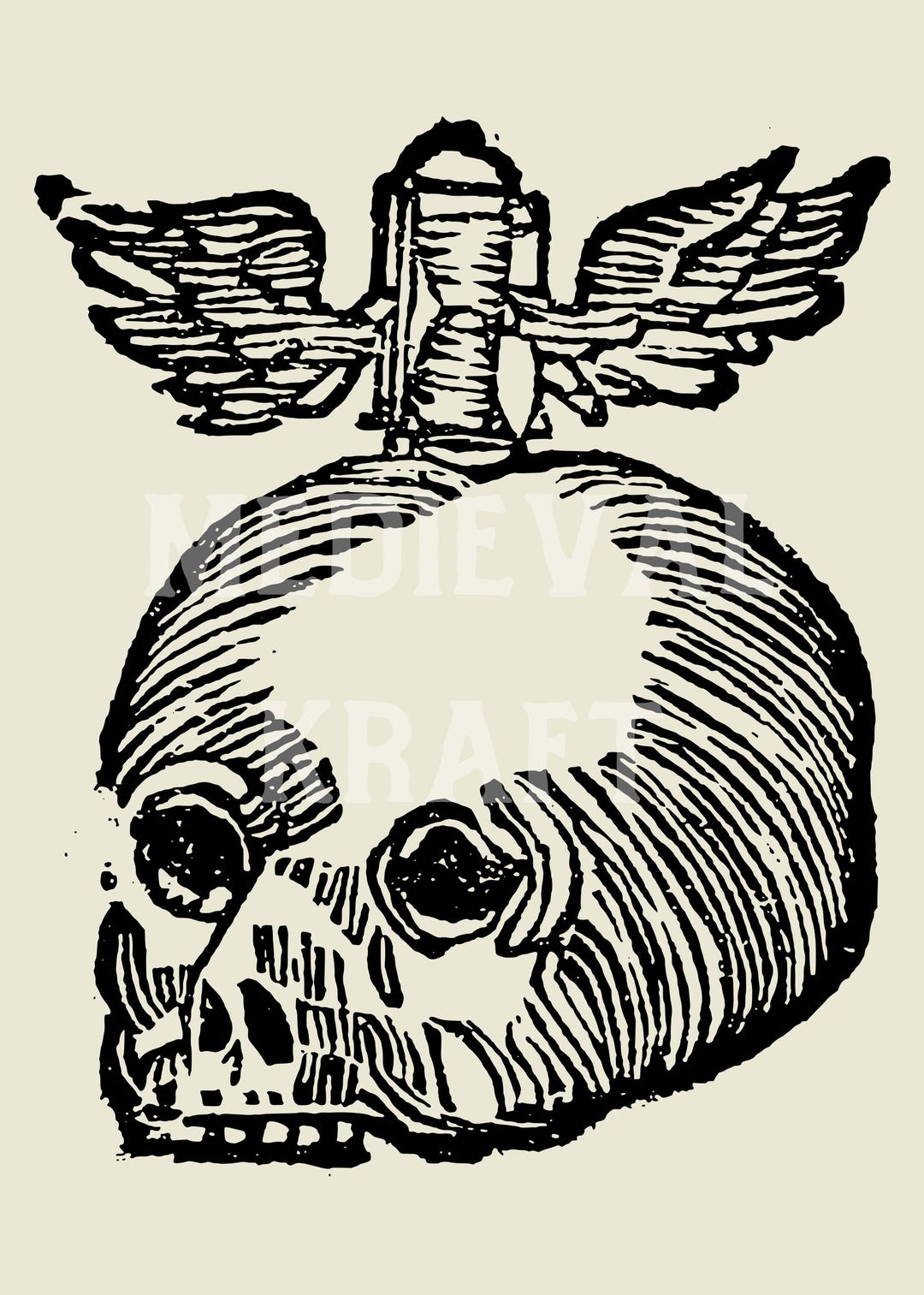 Medieval Skull Art, Medieval Pop Art Print, Memento Mori, the Black ...