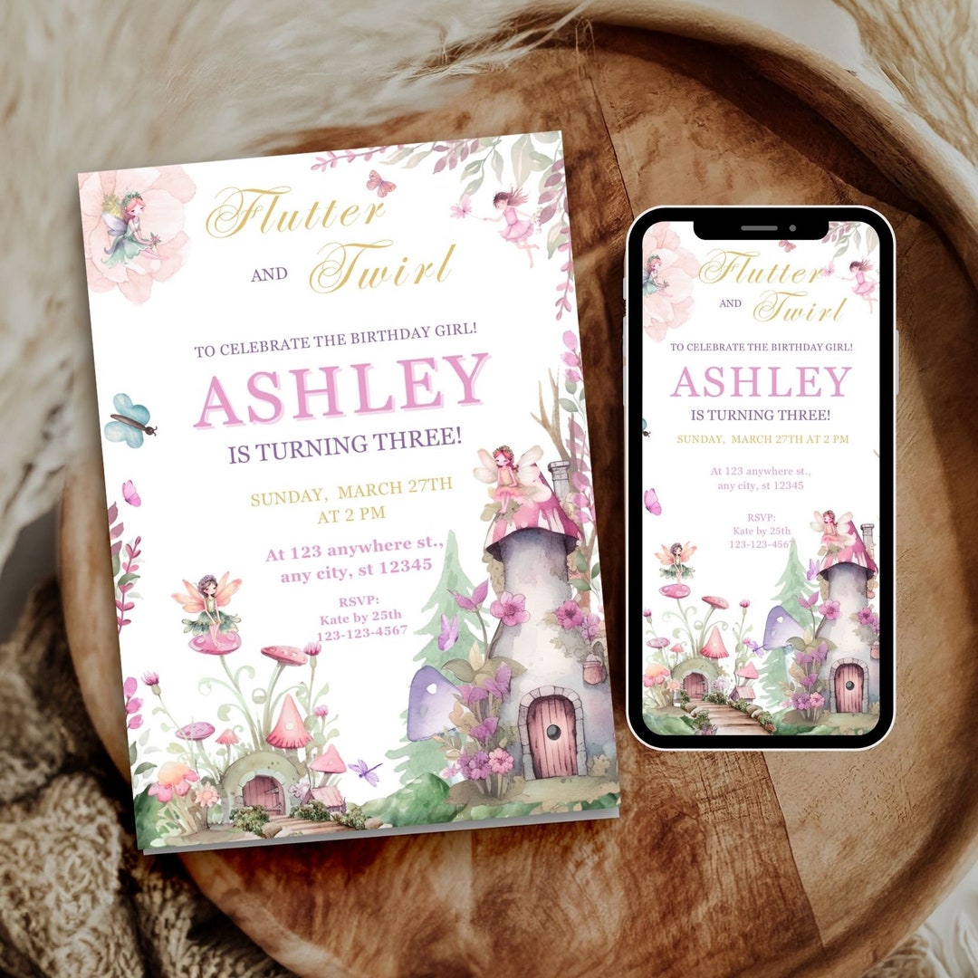 Editable Fairy Birthday Invitation, Fairy Invitation, Any Age Birthday ...