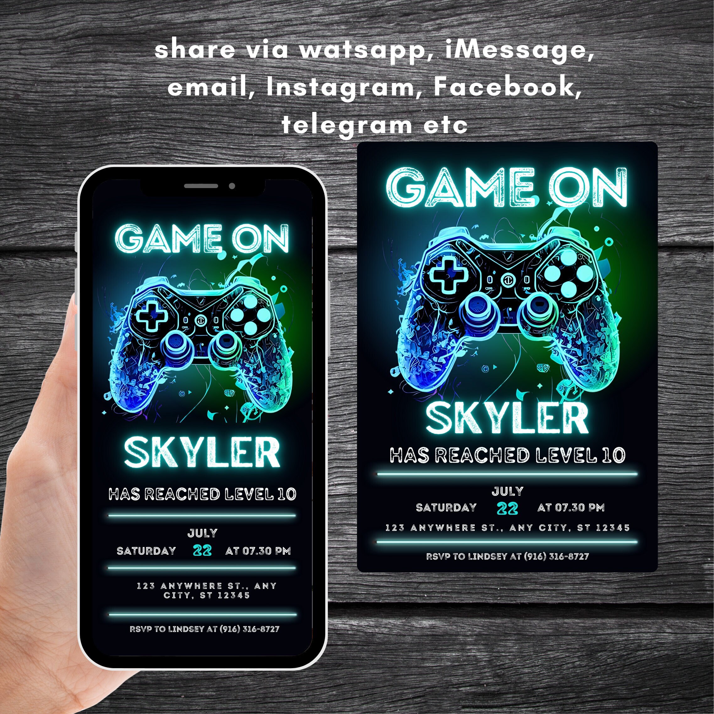 Editable Video Game Party Invitation, Level up Birthday Invite, Gamer ...