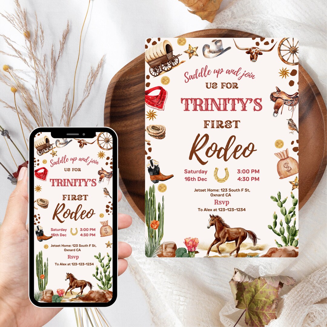 Editable Wild West Birthday Party Invitation Cowgirl Cowboy Party ...