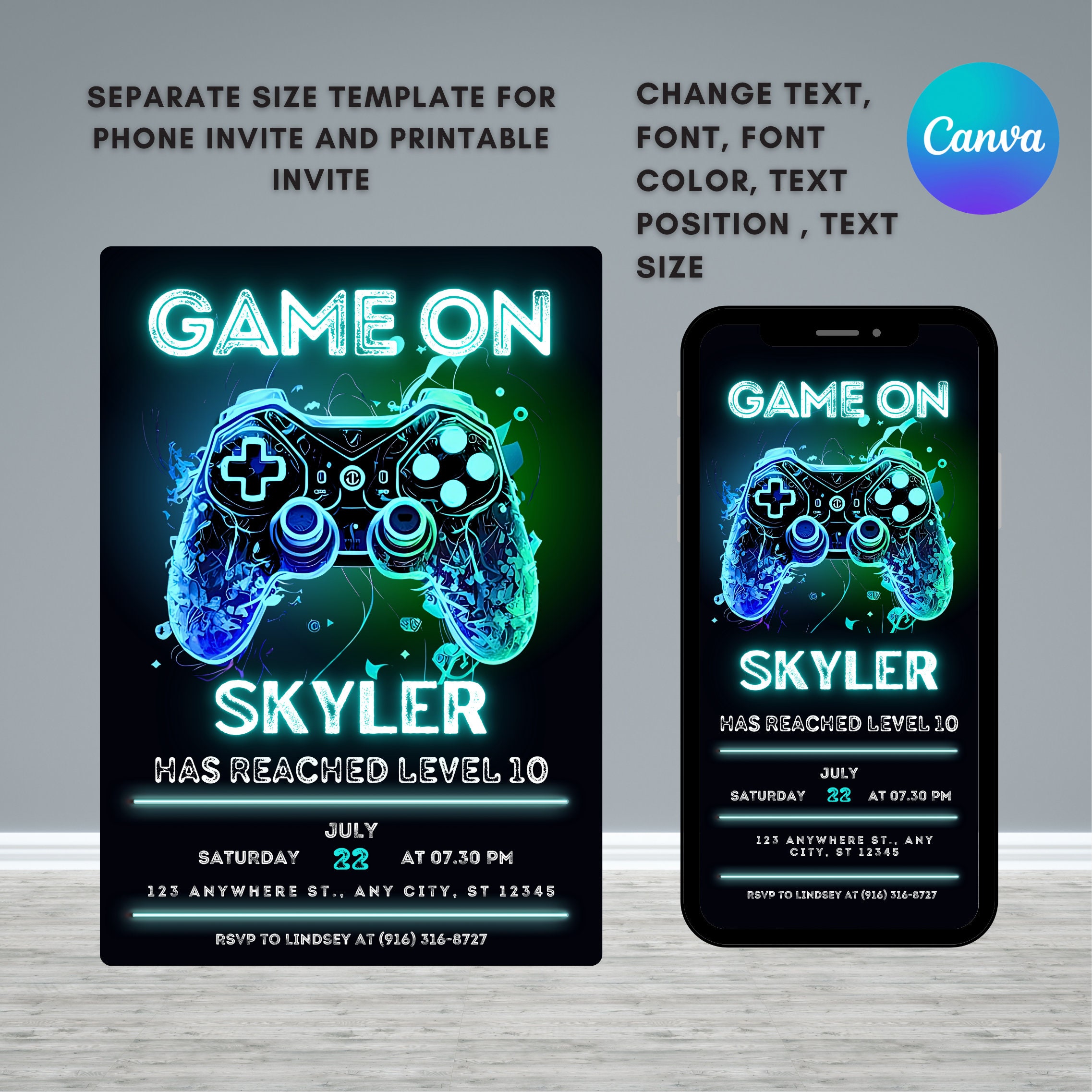 Editable Video Game Party Invitation, Level up Birthday Invite, Gamer ...