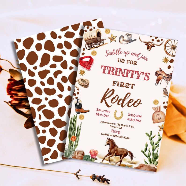 Editable Wild West Birthday Party Invitation Cowgirl Cowboy Party ...