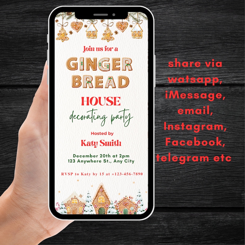 Editable Gingerbread House Decorating Party Invitation, Christmas ...