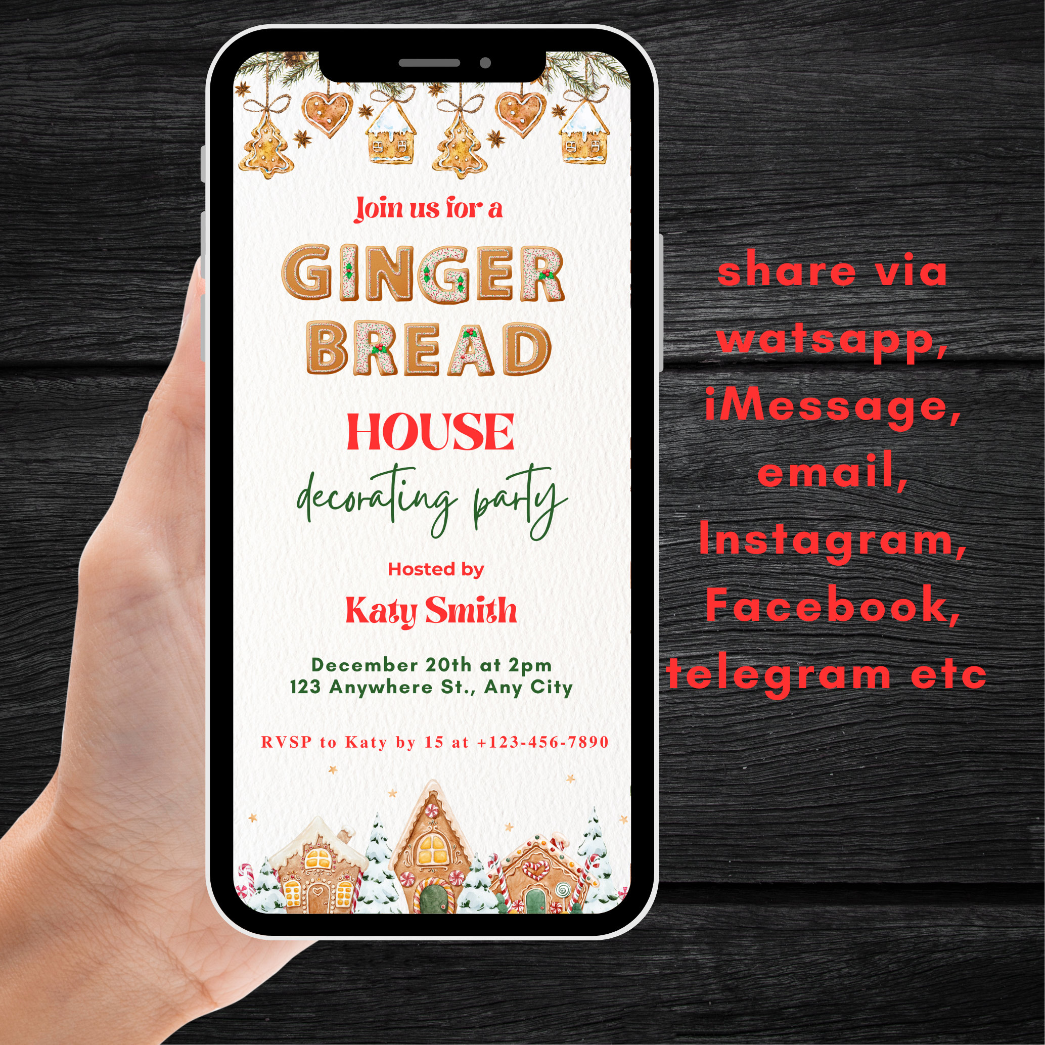 Editable Gingerbread House Decorating Party Invitation, Christmas ...