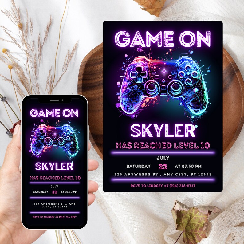 Editable Video Game Party Invitation, Level up Birthday Invite, Gamer ...