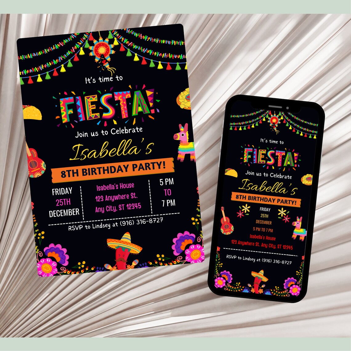 Editable Fiesta Birthday Party Invitation,taco Theme, Fiesta Invitation ...