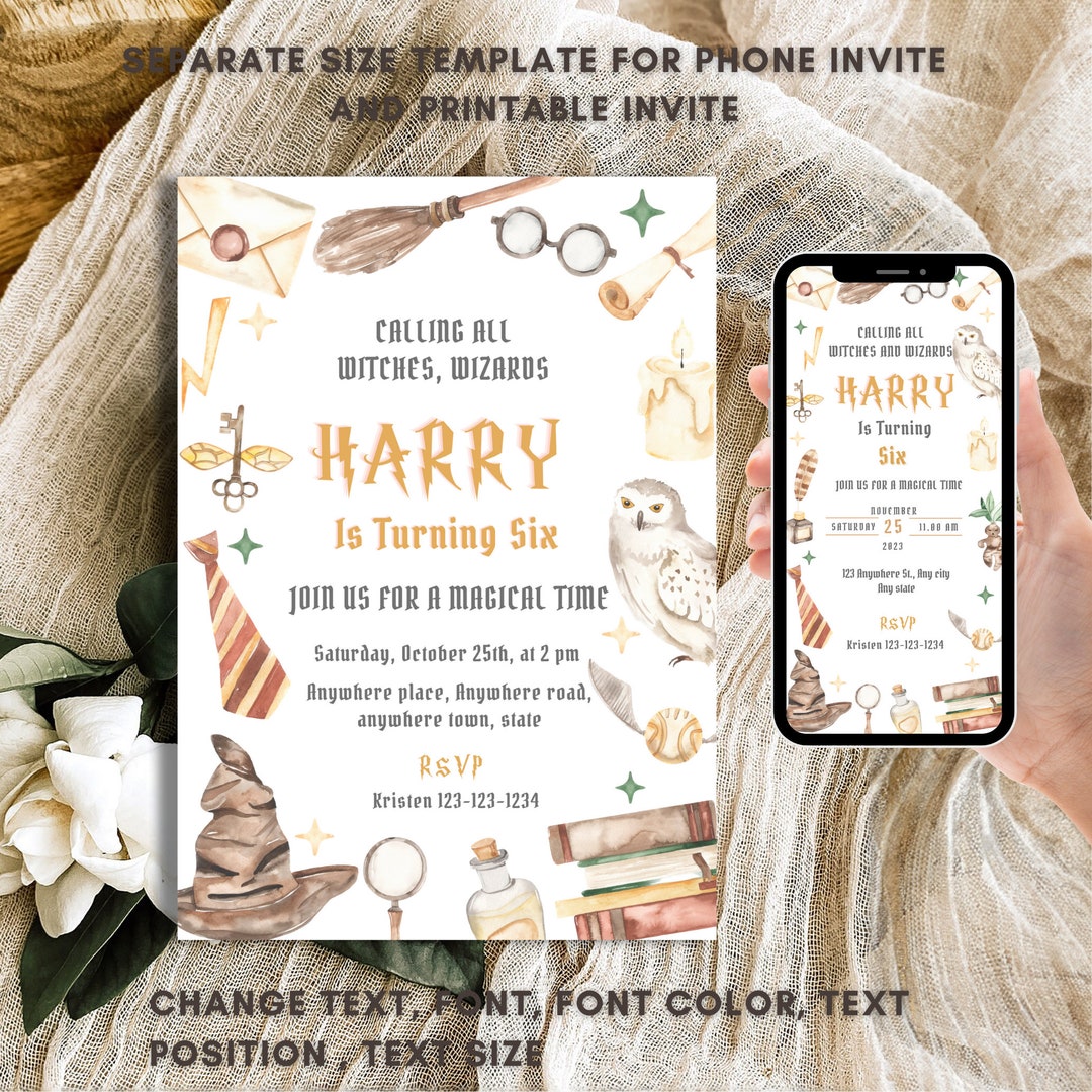Editable Wizards Invitation, Printable Birthday Party Invitations ...