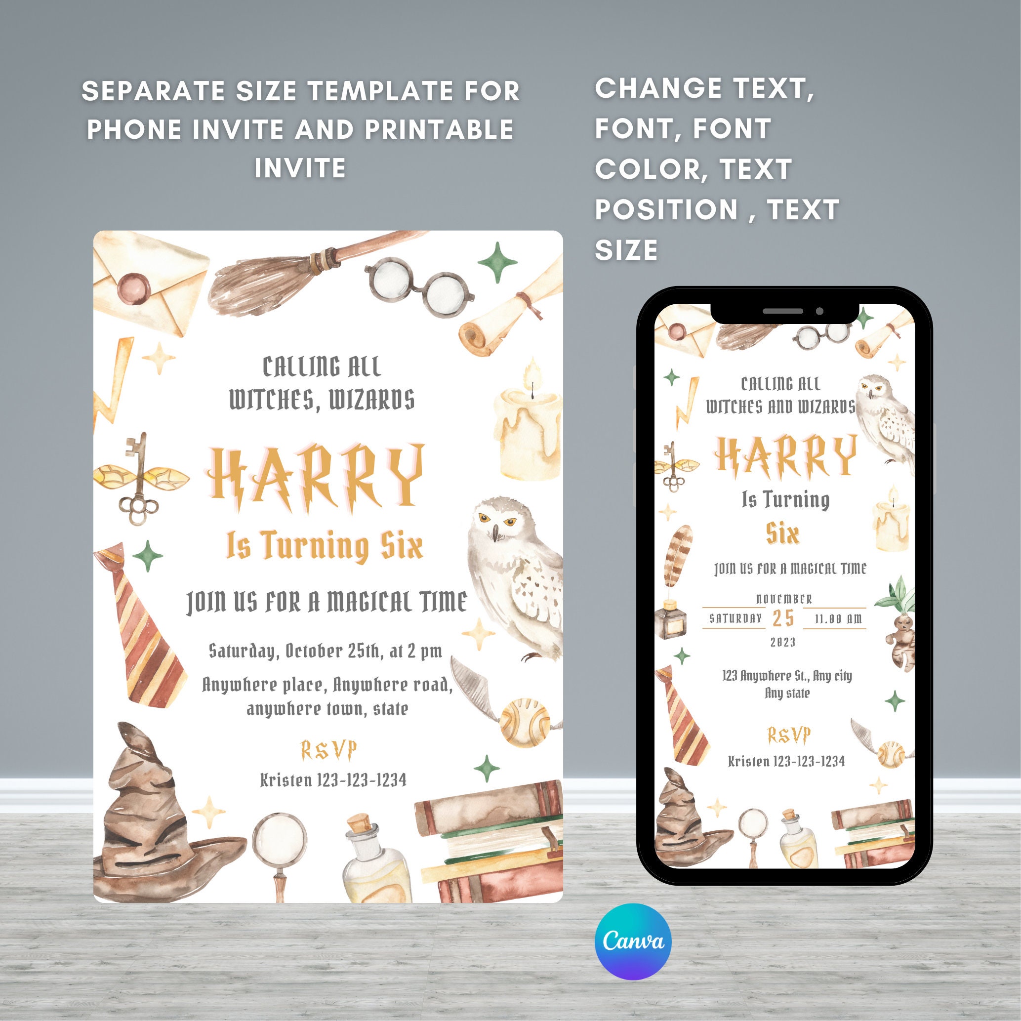 Editable Wizards Invitation, Printable Birthday Party Invitations ...