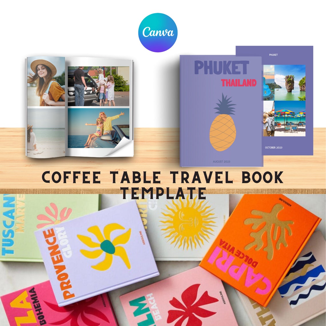 30 Travel Print Photo Book Template | Travel Journal Printable, Decorative Books, Coffee Book ...