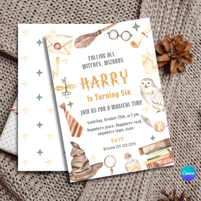 Editable Wizards Invitation, Printable Birthday Party Invitations ...