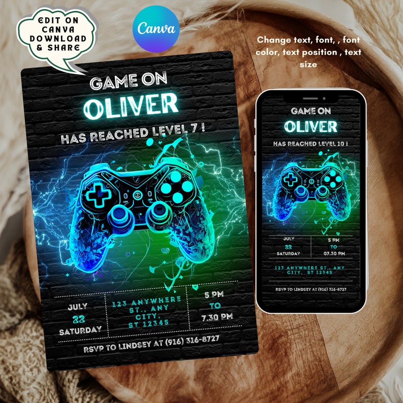 Video Game Birthday Invitation Template, Video Game Invitation, Video ...