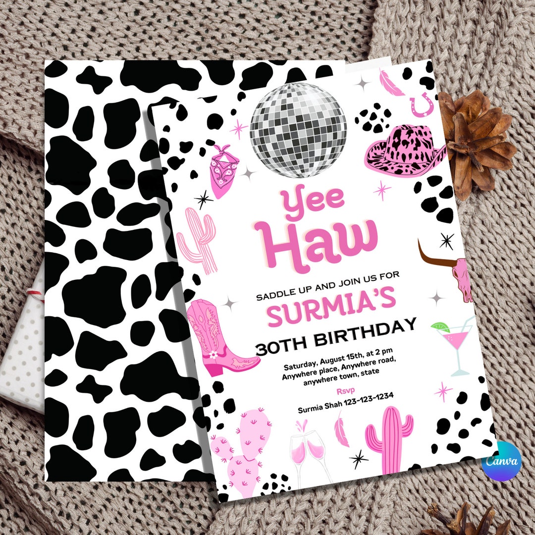 Editable Space Cowgirl Party Invitation Printable Digital - Etsy