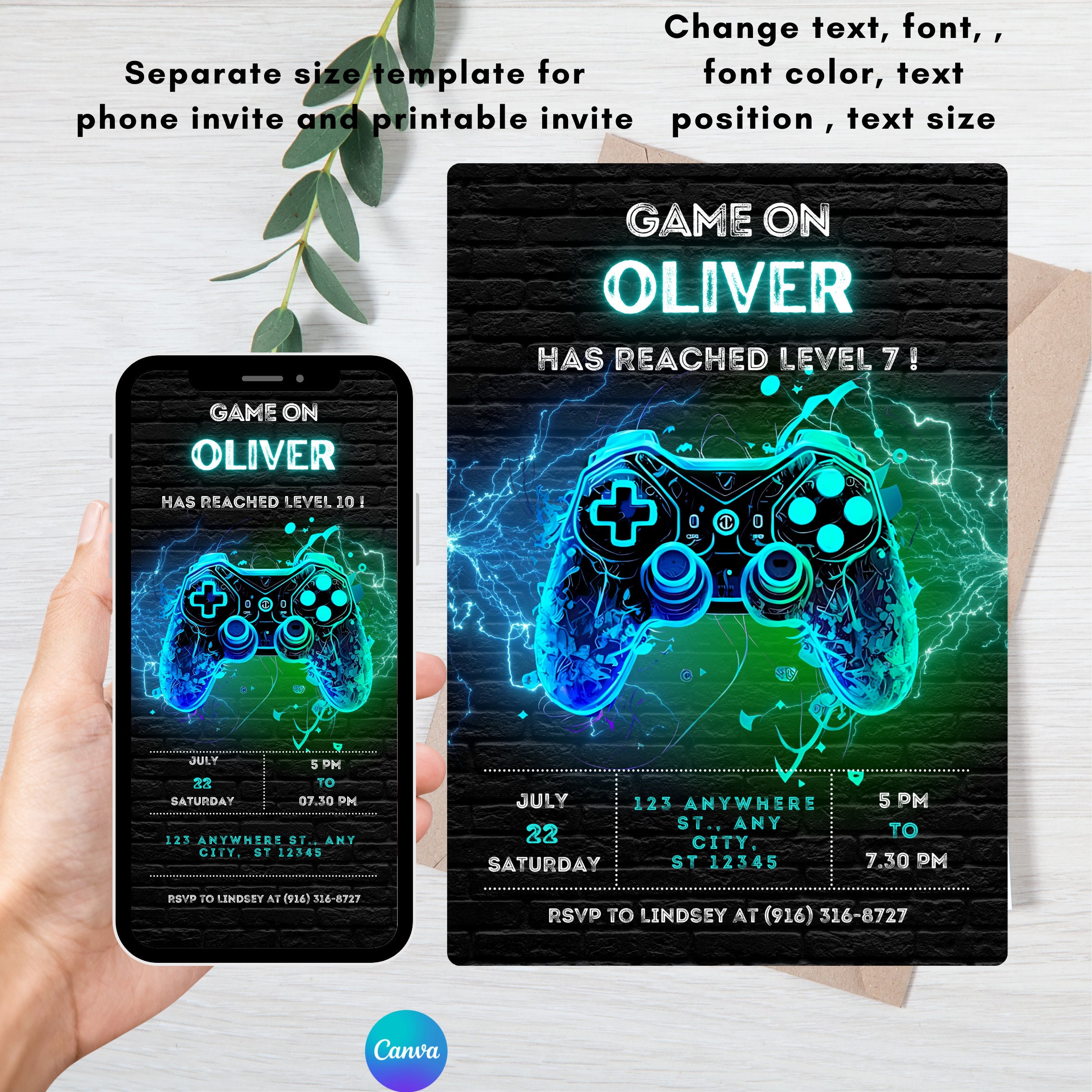 Video Game Birthday Invitation Template, Video Game Invitation, Video ...