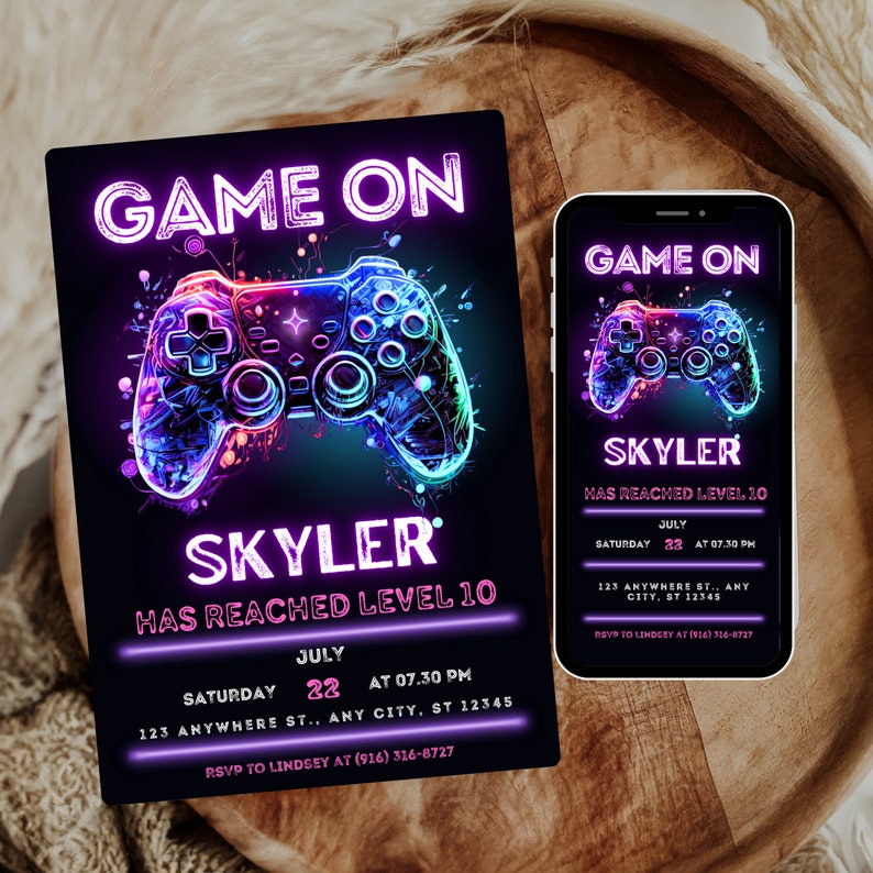 Editable Video Game Party Invitation, Level up Birthday Invite, Gamer ...
