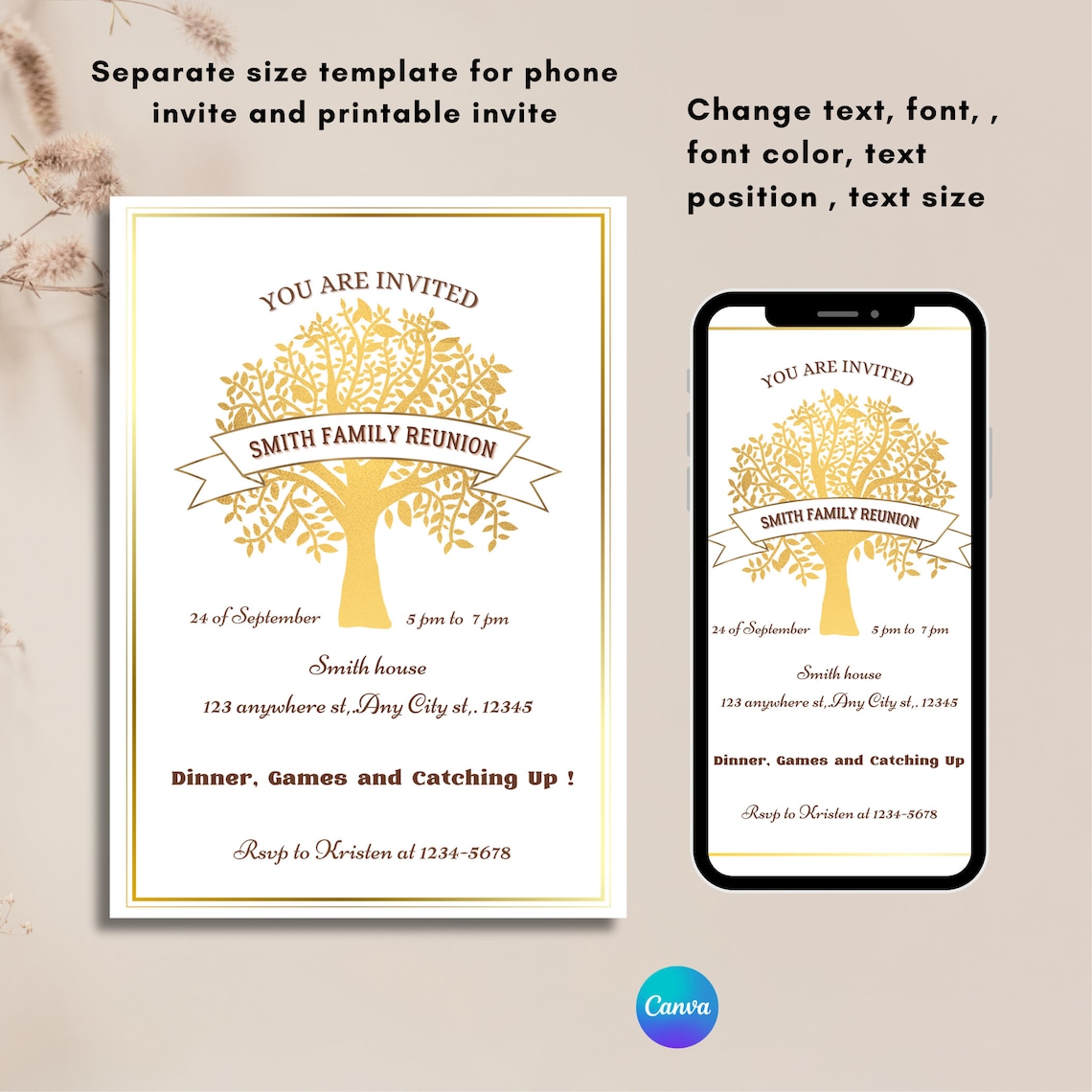 Family Reunion Invitation, Family Reunion Invitation Template, Editable ...