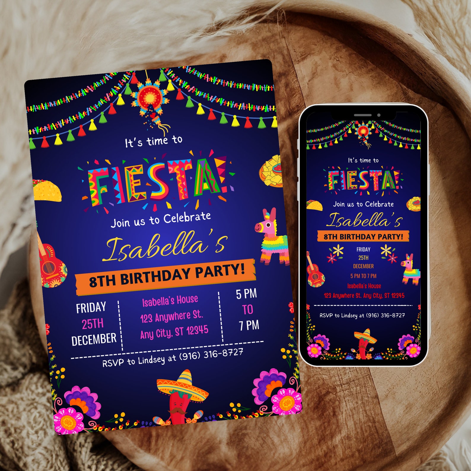 Editable Fiesta Birthday Party Invitation,taco Theme, Fiesta Invitation ...