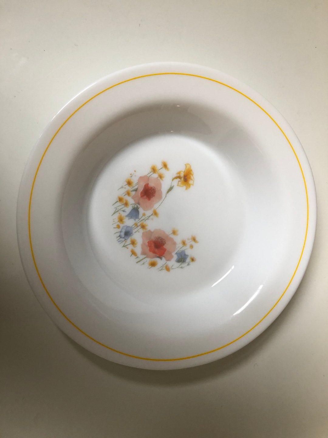 ARC Arcopal Multicolor Floral Soup Bowl, Made in France, White Glass ...