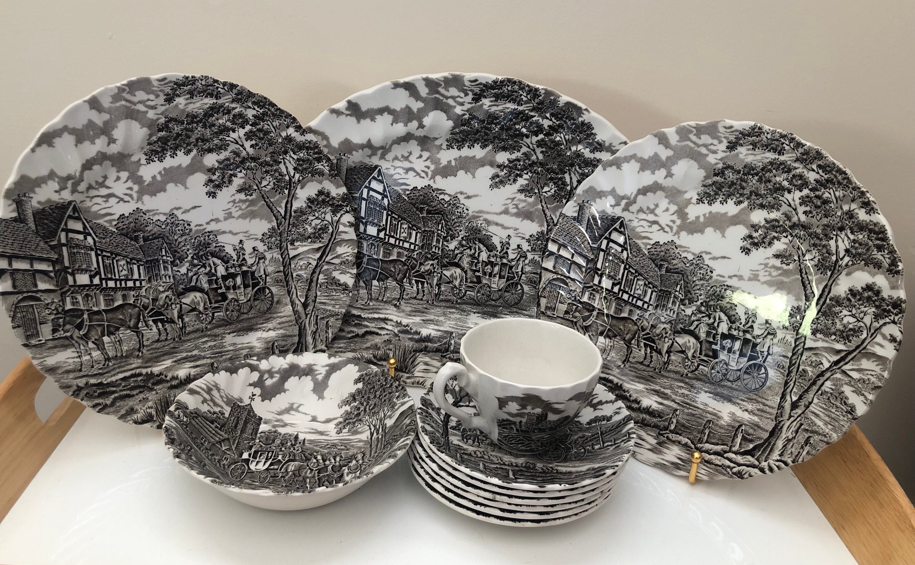 Vintage MYOTT "royal Mail" Brown Dinnerware. Genuine Hand Engraving ...