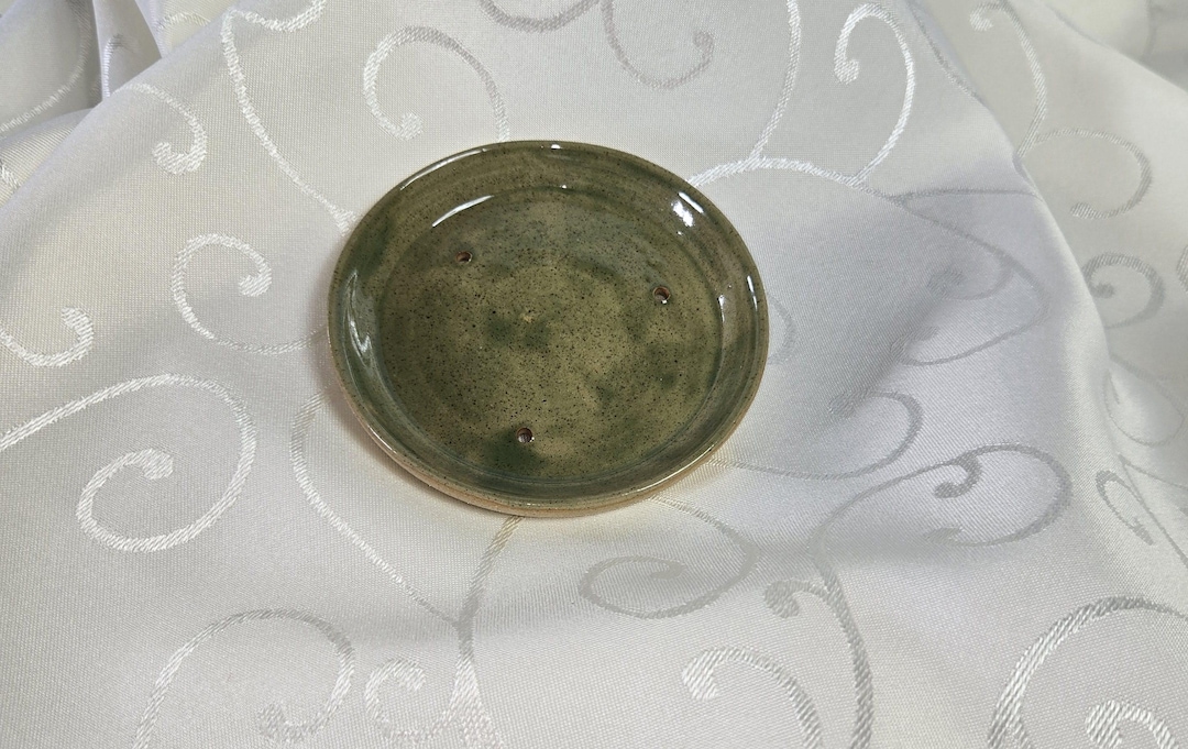 Handmade Green Ceramic Soap Dish – Buff Clay With Drainage Holes ...