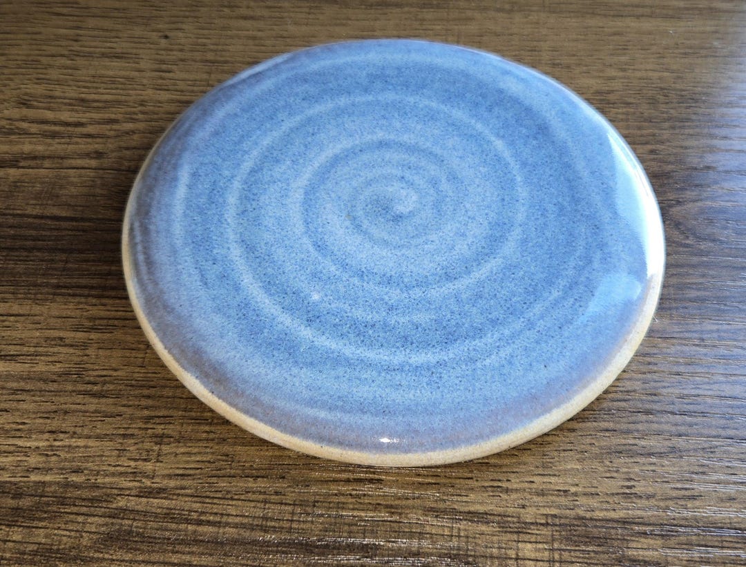 Handmade Sky Blue Spiral Ceramic Coaster - Etsy