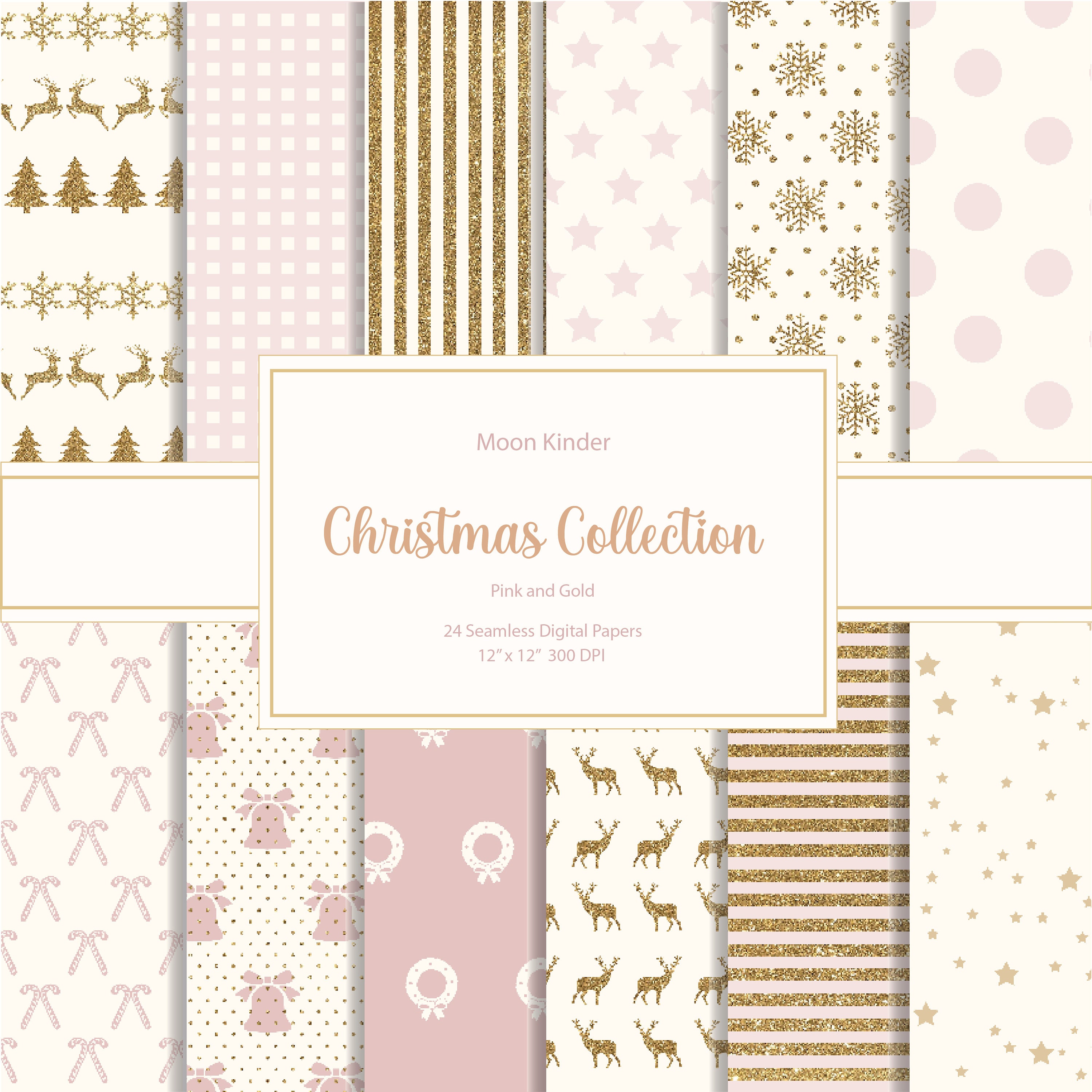 Christmas Digital Paper Christmas Tree Scrapbook Paper Holiday Santa ...
