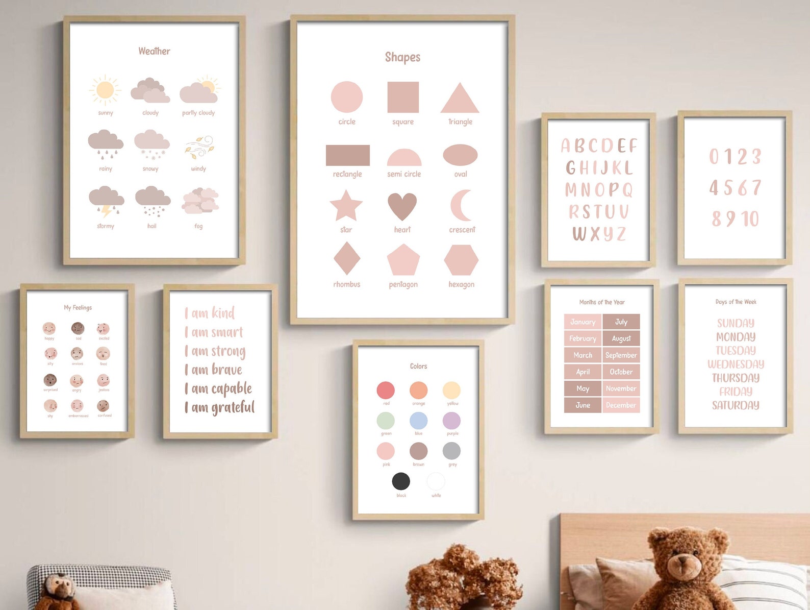 Set of 9 Educational Posters, Montessori Classroom Decor, Homeschool ...