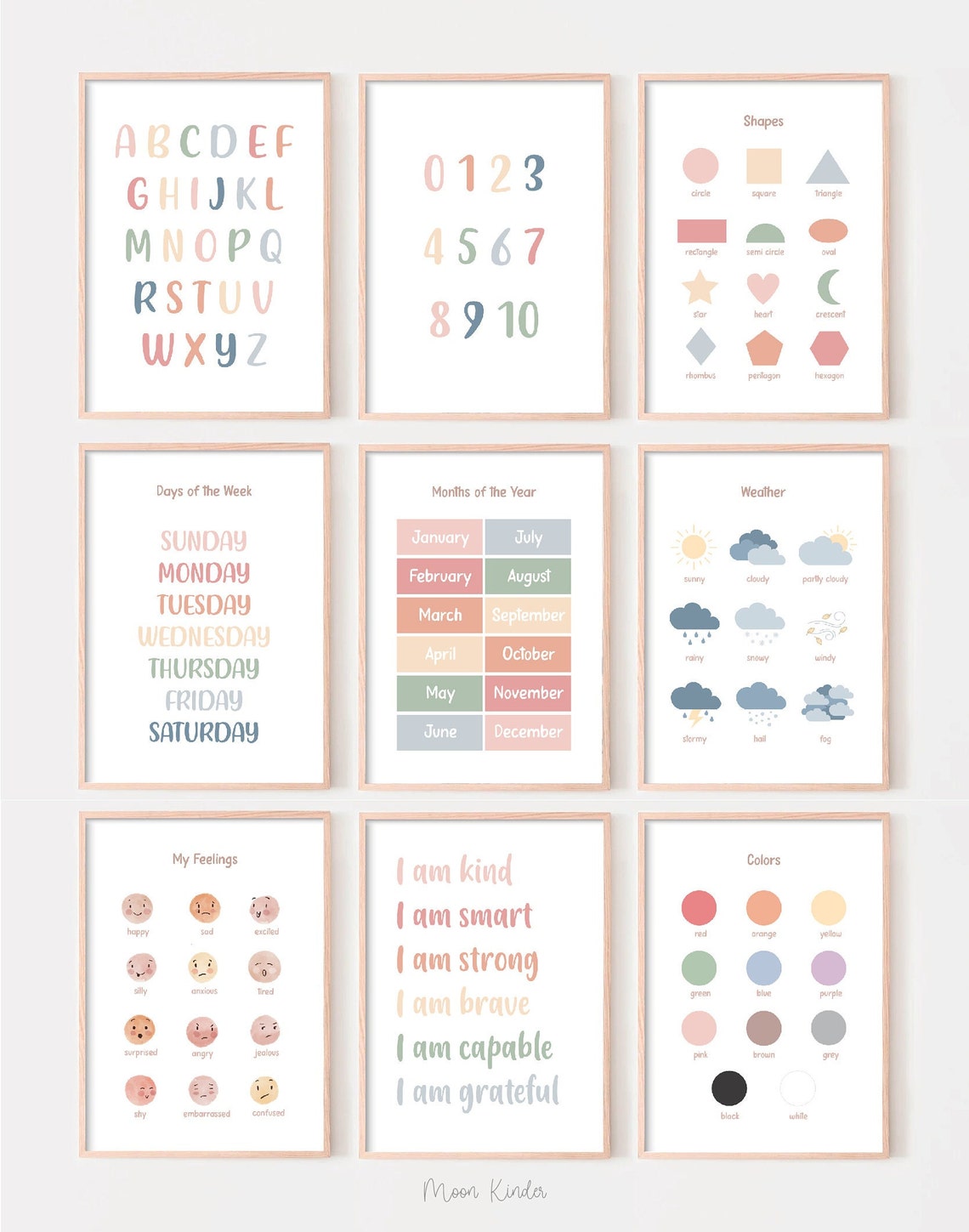 Set of 9 Educational Posters, Montessori Classroom Decor, Homeschool ...