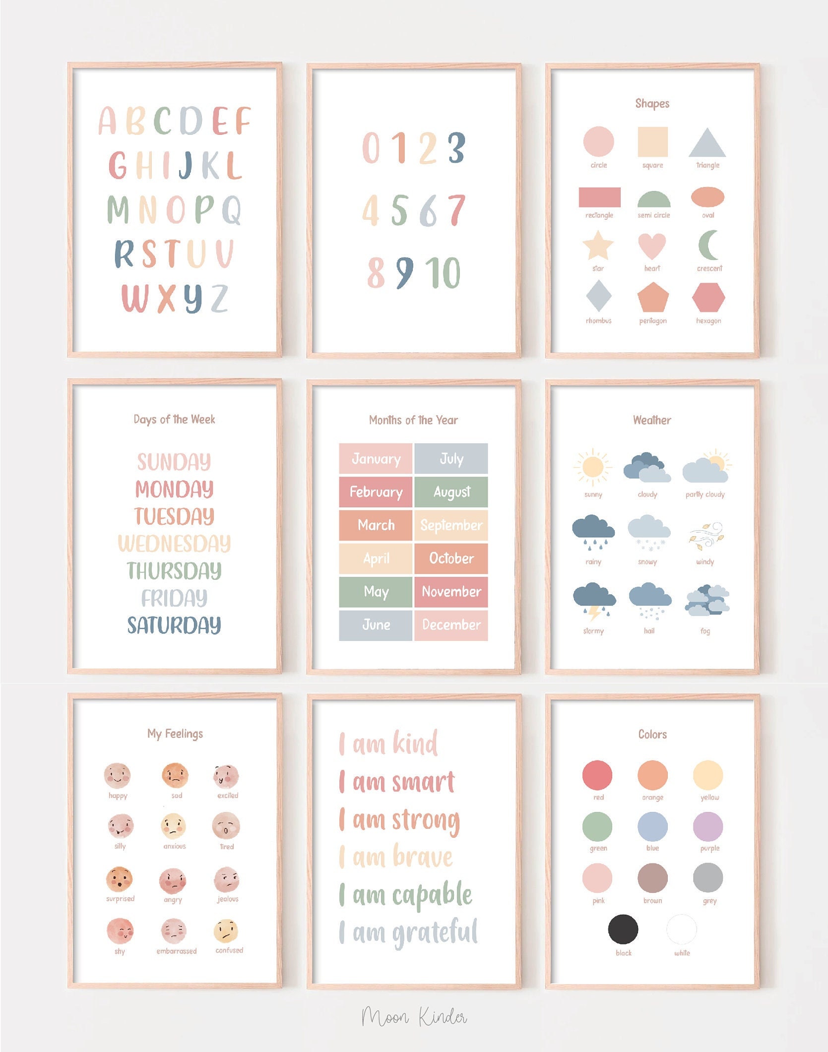 Set of 9 Educational Posters, Montessori Classroom Decor, Homeschool ...