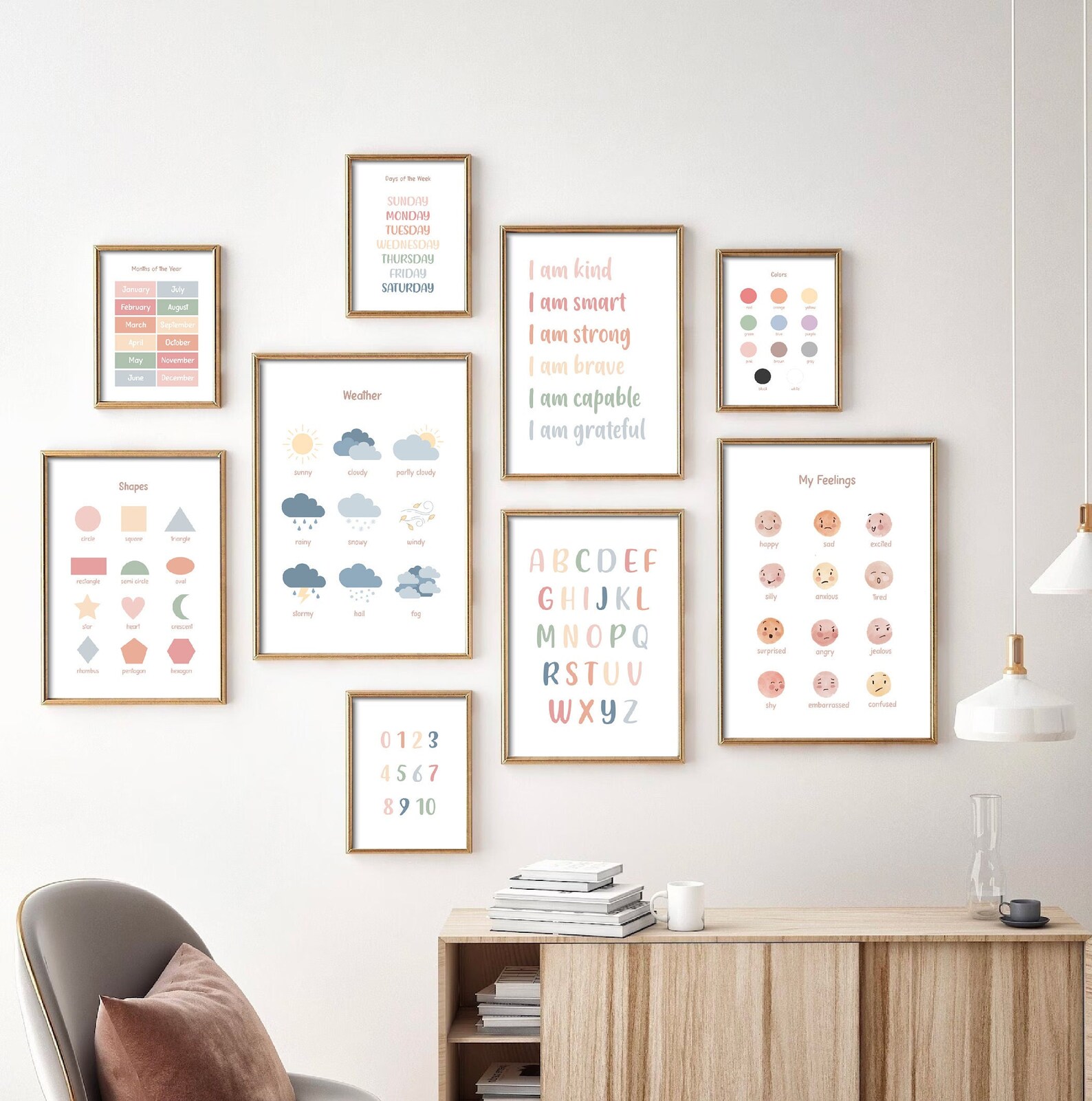 Set of 9 Educational Posters, Montessori Classroom Decor, Homeschool ...