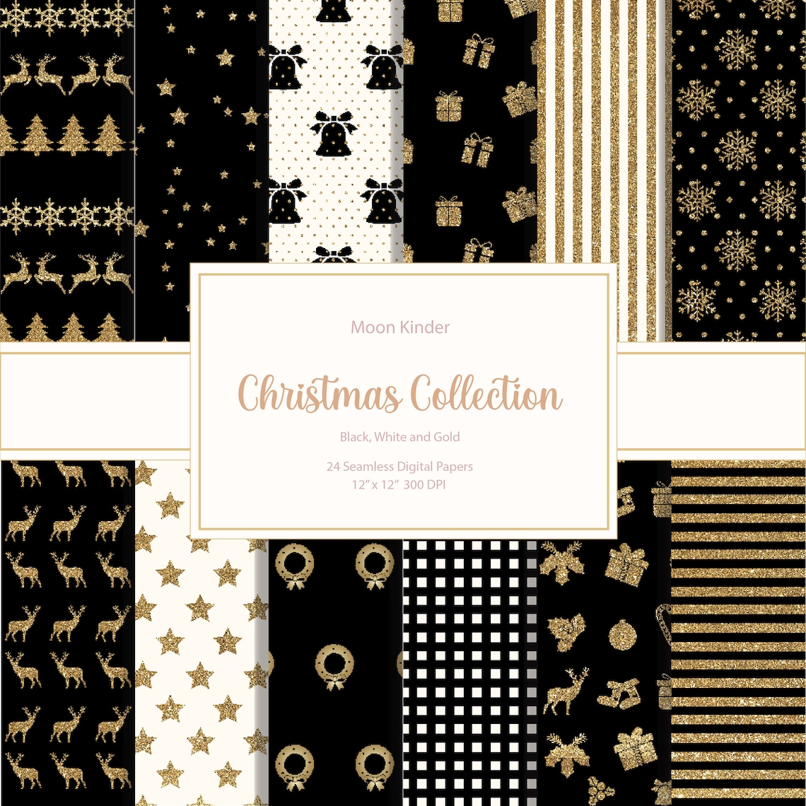 Christmas Digital Paper Christmas Tree Scrapbook Paper Holiday Santa ...