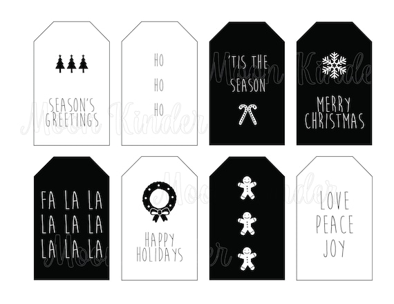 Christmas Name Tags Printable Free Black And White