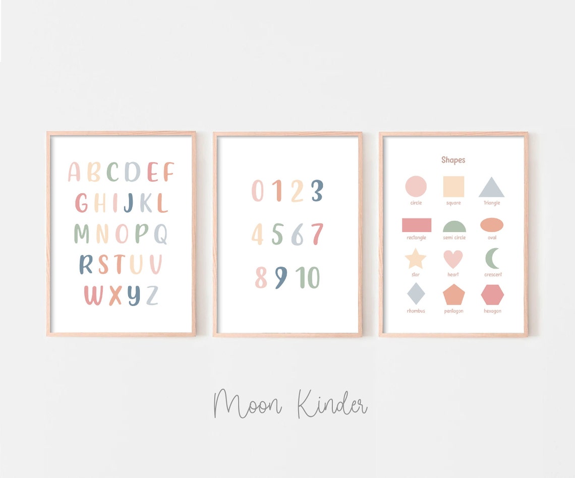 Set of 9 Educational Posters, Montessori Classroom Decor, Homeschool ...
