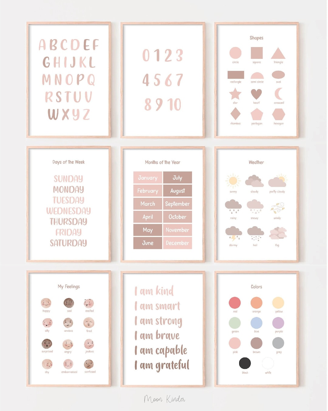 Set of 9 Educational Posters, Montessori Classroom Decor, Homeschool ...