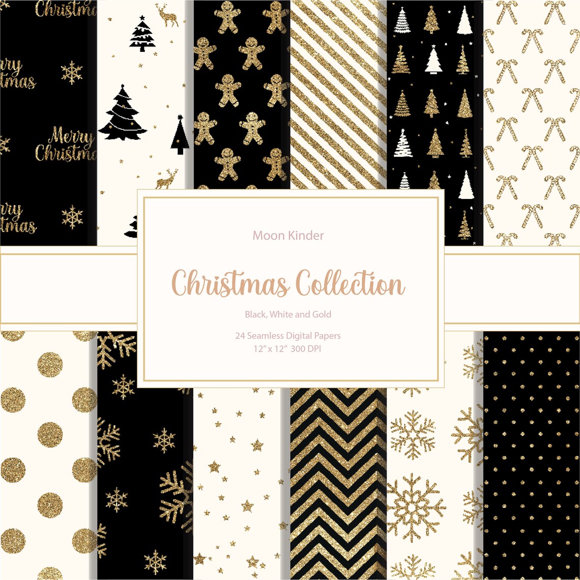 Christmas Digital Paper Christmas Tree Scrapbook Paper Holiday Santa ...