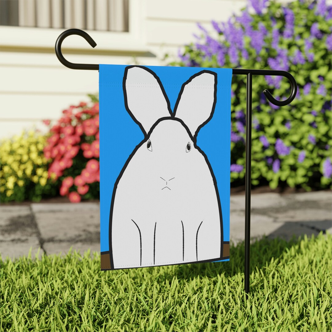 Hop Into Spring | White Rabbit | Garden & House Banner | Bunny Rabbit ...