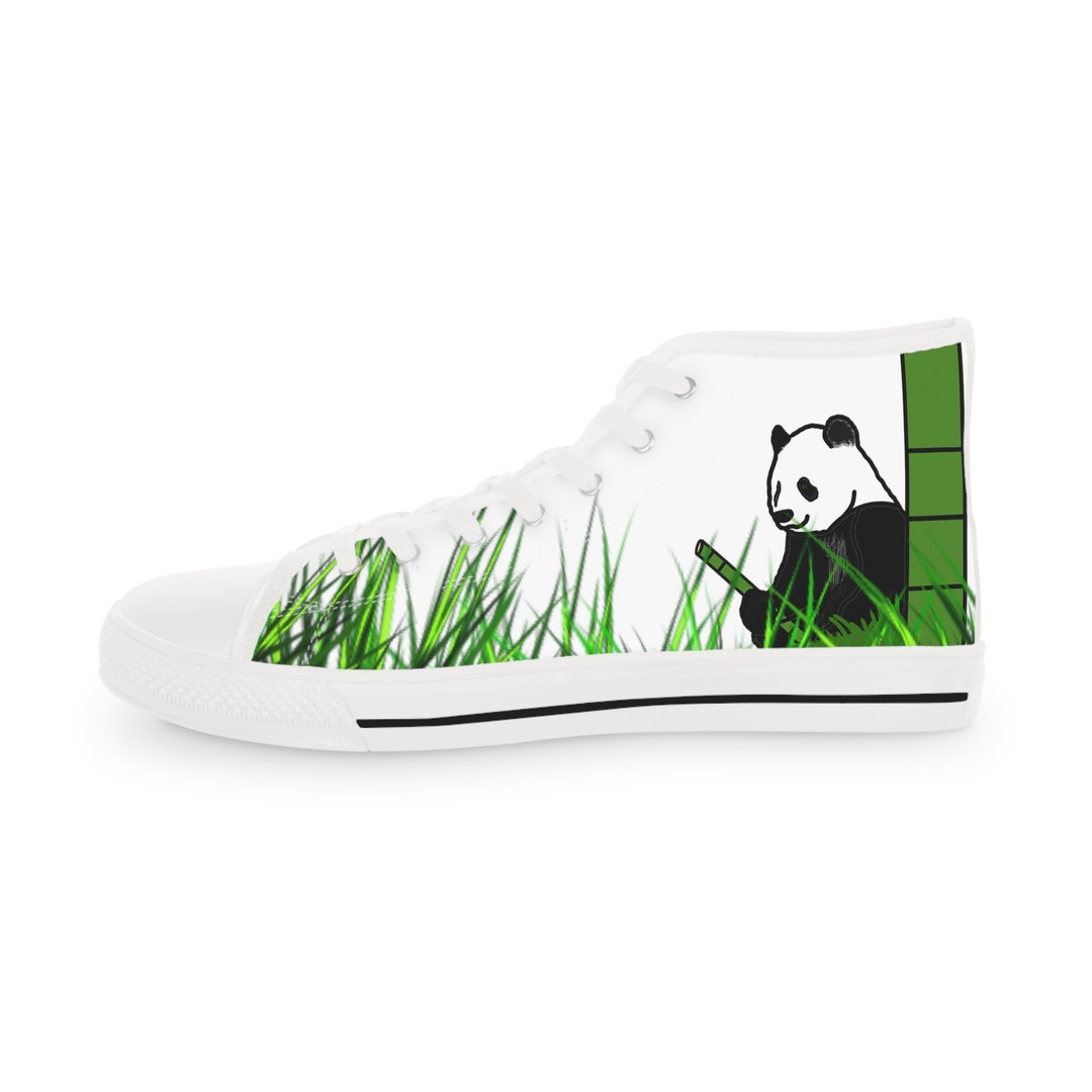 Panda Bam-a | Men's High Top Sneakers | Panda With Bamboo Tennis Shoe ...