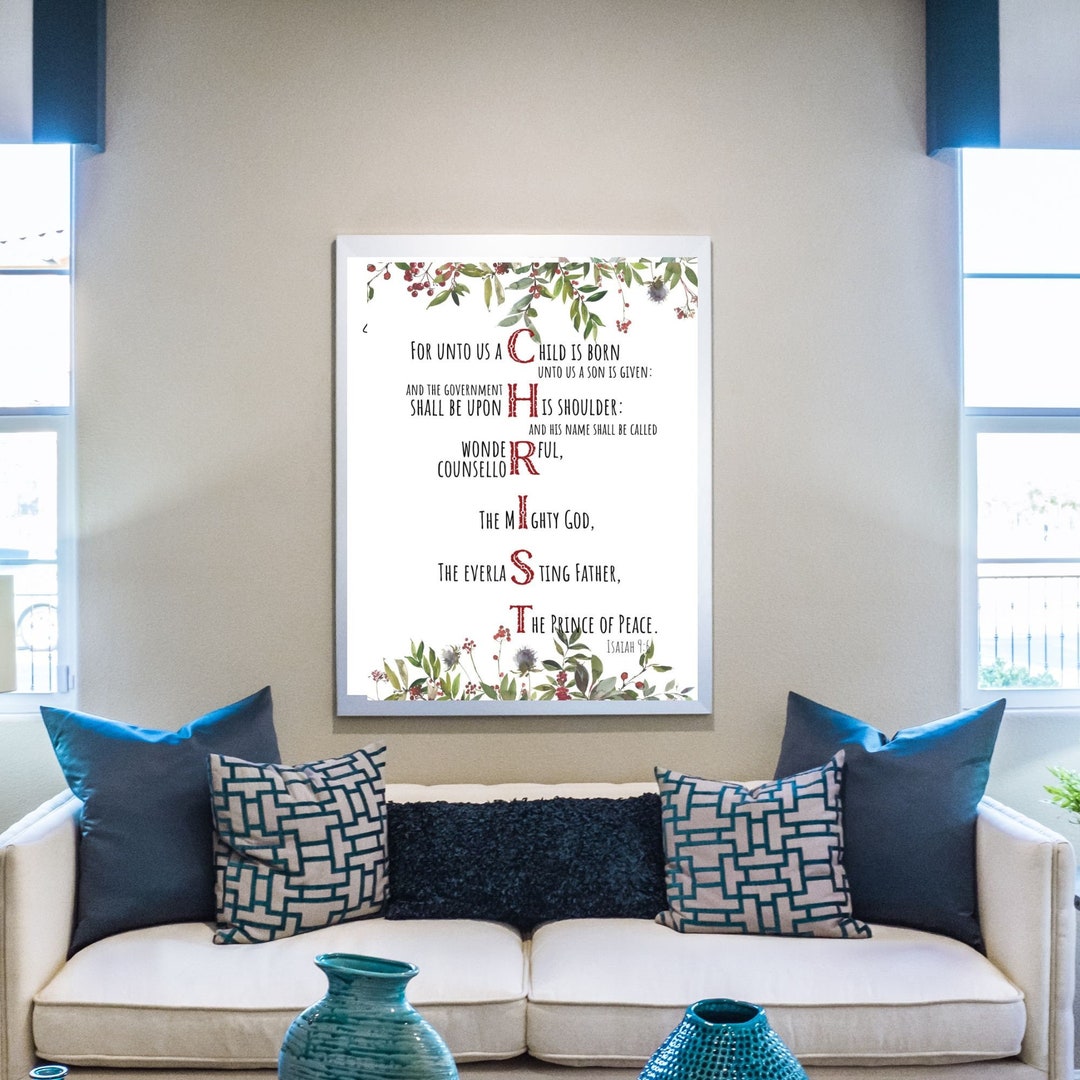 Unto Us a Child is Born - Isaiah 9:6 Bible Christmas Print Christmas ...