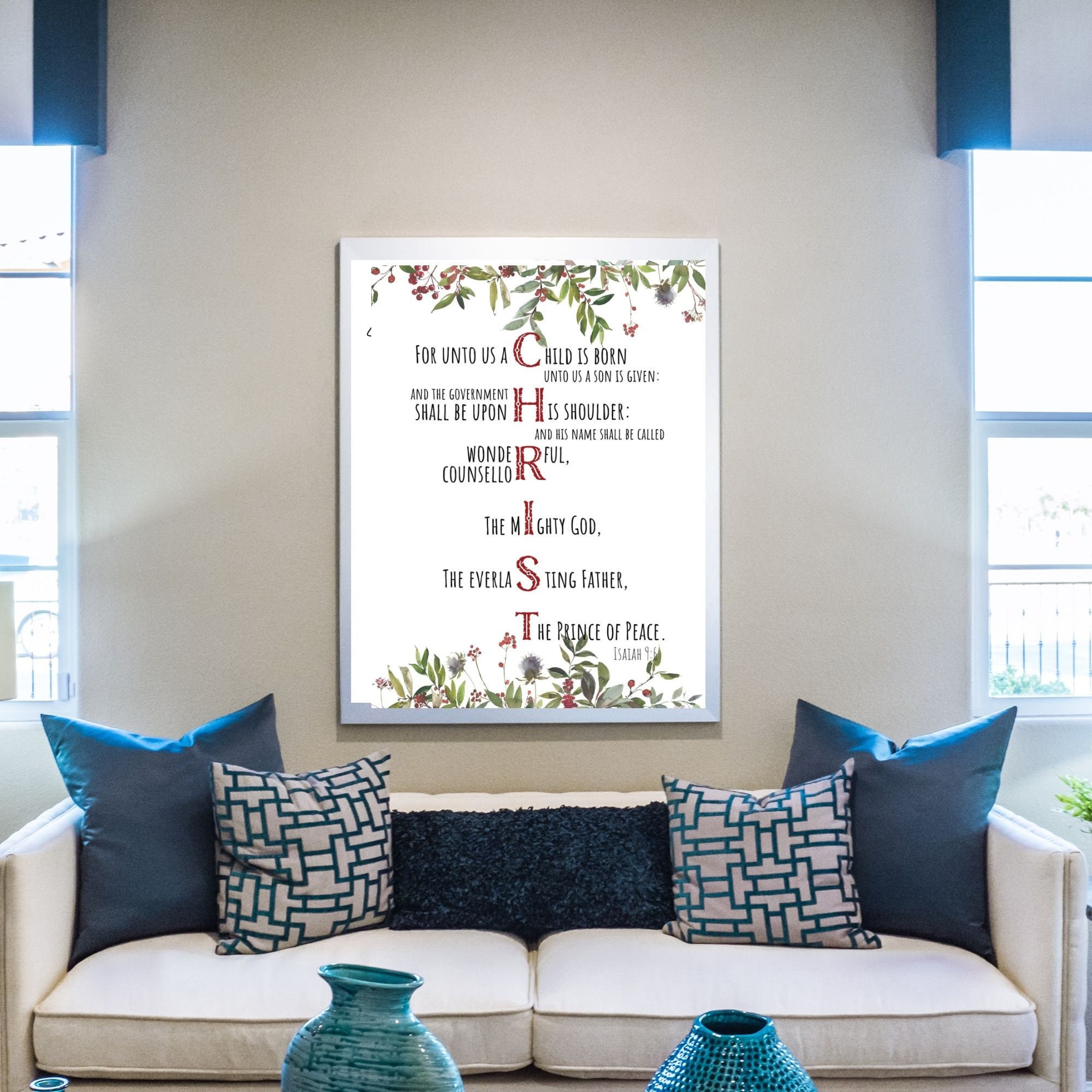 Unto Us a Child is Born Isaiah 9:6 Bible Christmas Print Christmas ...