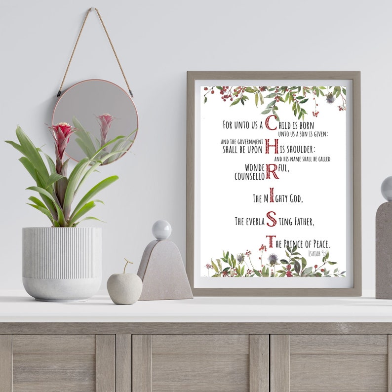 Unto Us a Child is Born Isaiah 9:6 Bible Christmas Print Christmas ...