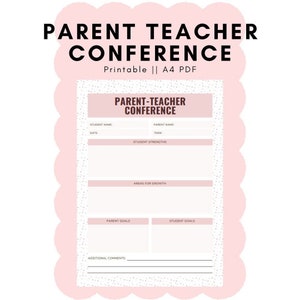 PRINTABLE Cute Parent Conference Notes, Parent-teacher Conference ...