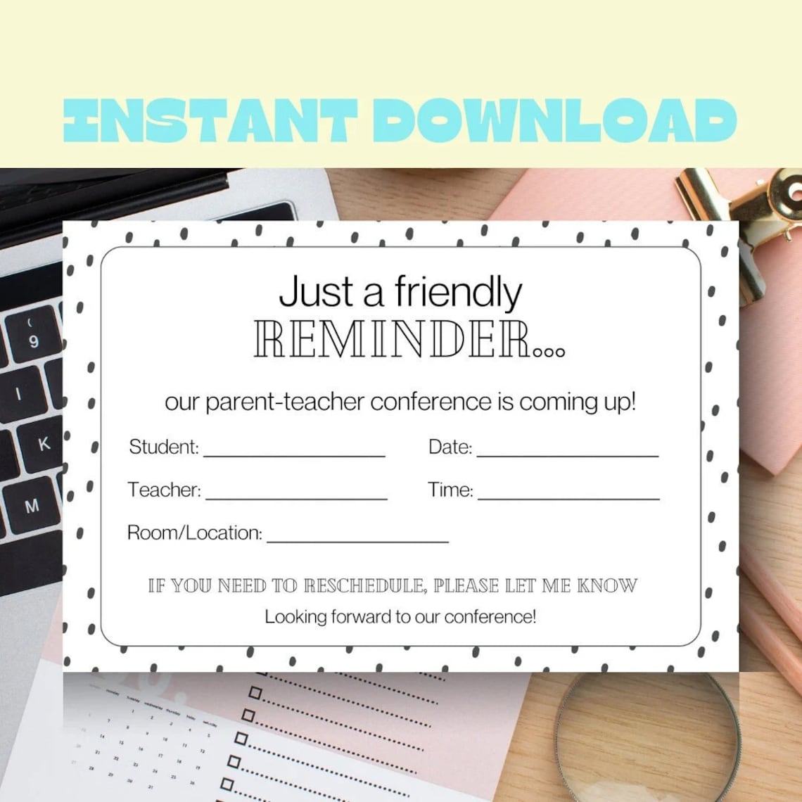 Parent Teacher Conference Reminder Notes, Parent Teacher Conference ...