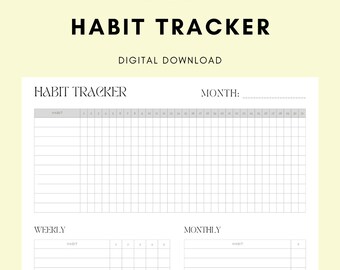 30 Day Habit Challenge, Monthly Habit Tracker Printable Landscape ...