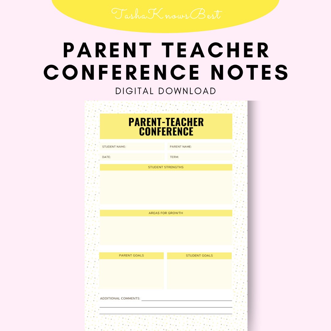 PRINTABLE Cute Parent Conference Notes, Parent-teacher Conference ...