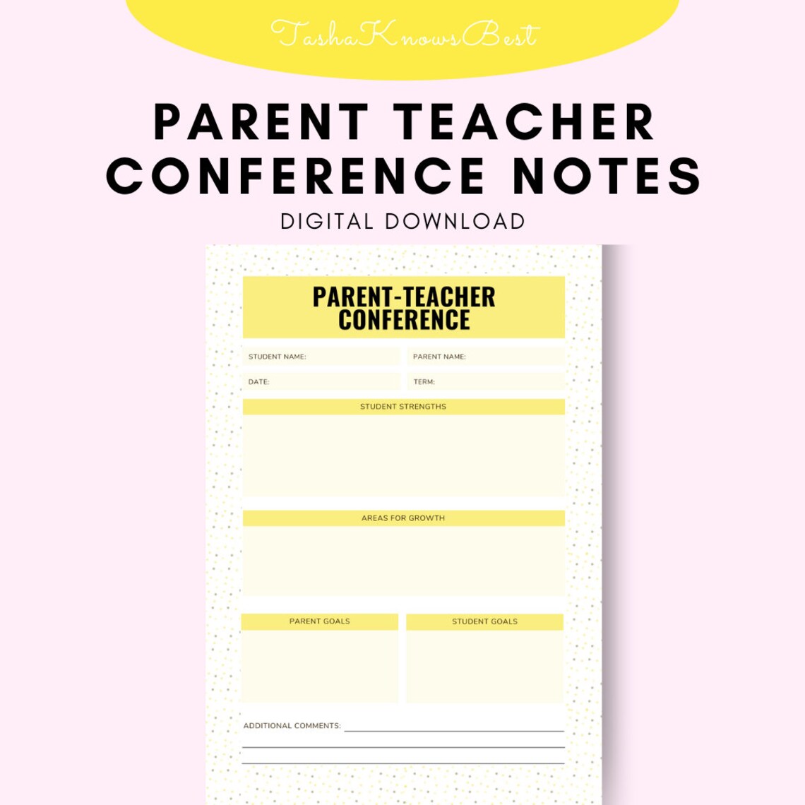 PRINTABLE Cute Parent Conference Notes, Parent-teacher Conference ...