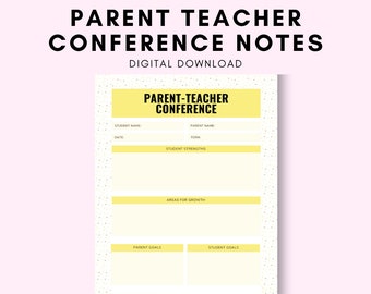 PRINTABLE Cute Parent Conference Notes, Parent-teacher Conference ...