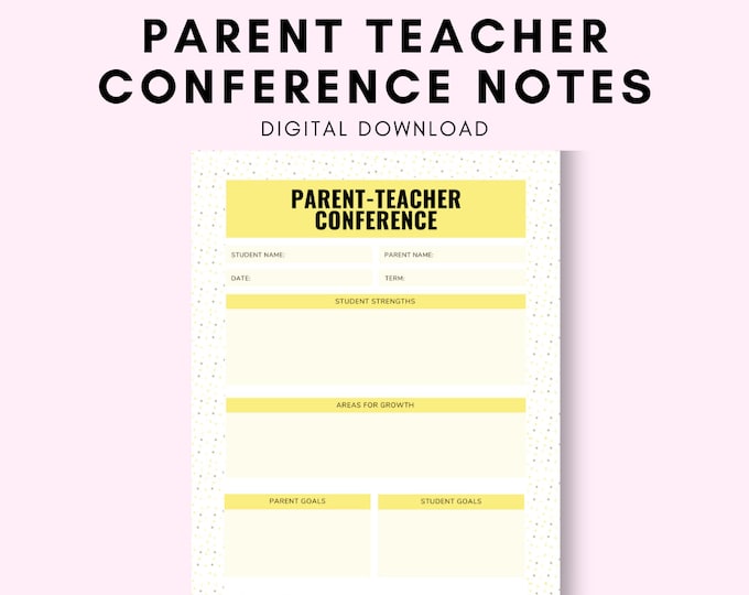 PRINTABLE Cute Parent Conference Notes, Parent-teacher Conference ...